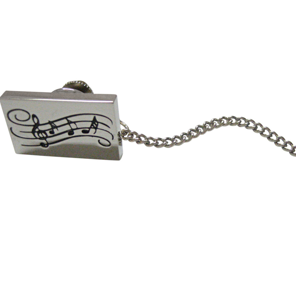 Silver Toned Musical Sheet Tie Tack - Gem
